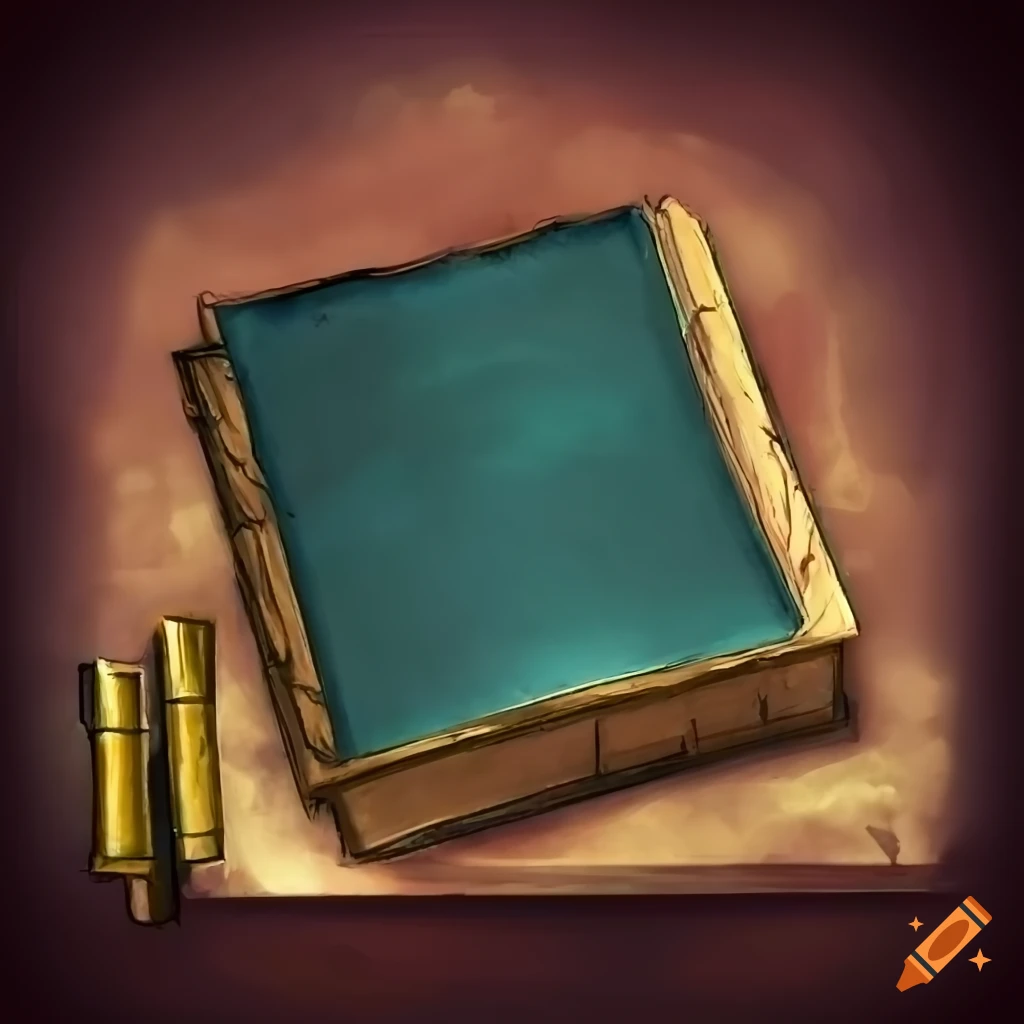 Fantasy art of an old blank tome on a desk