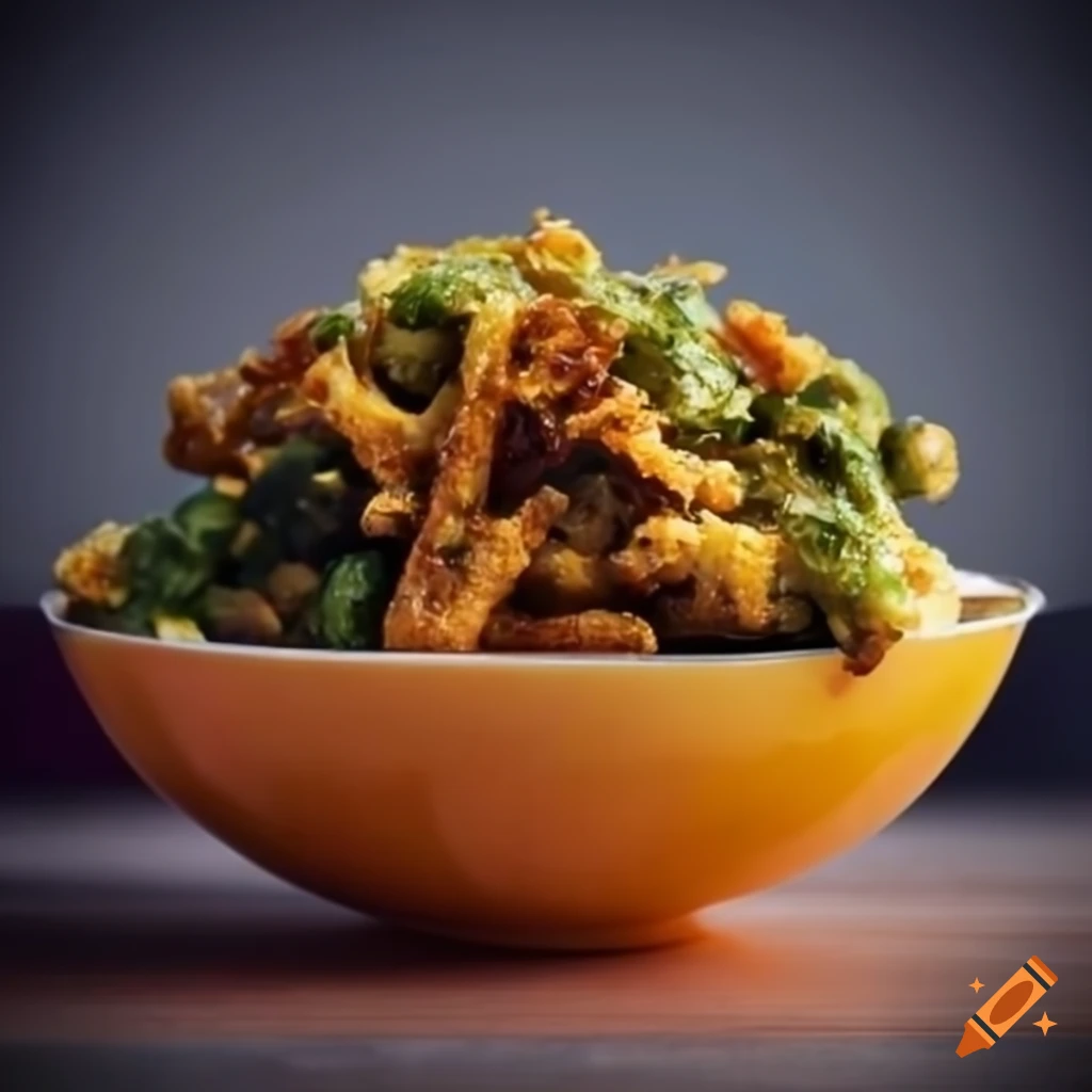 Bowl of crispy vegetables on a table