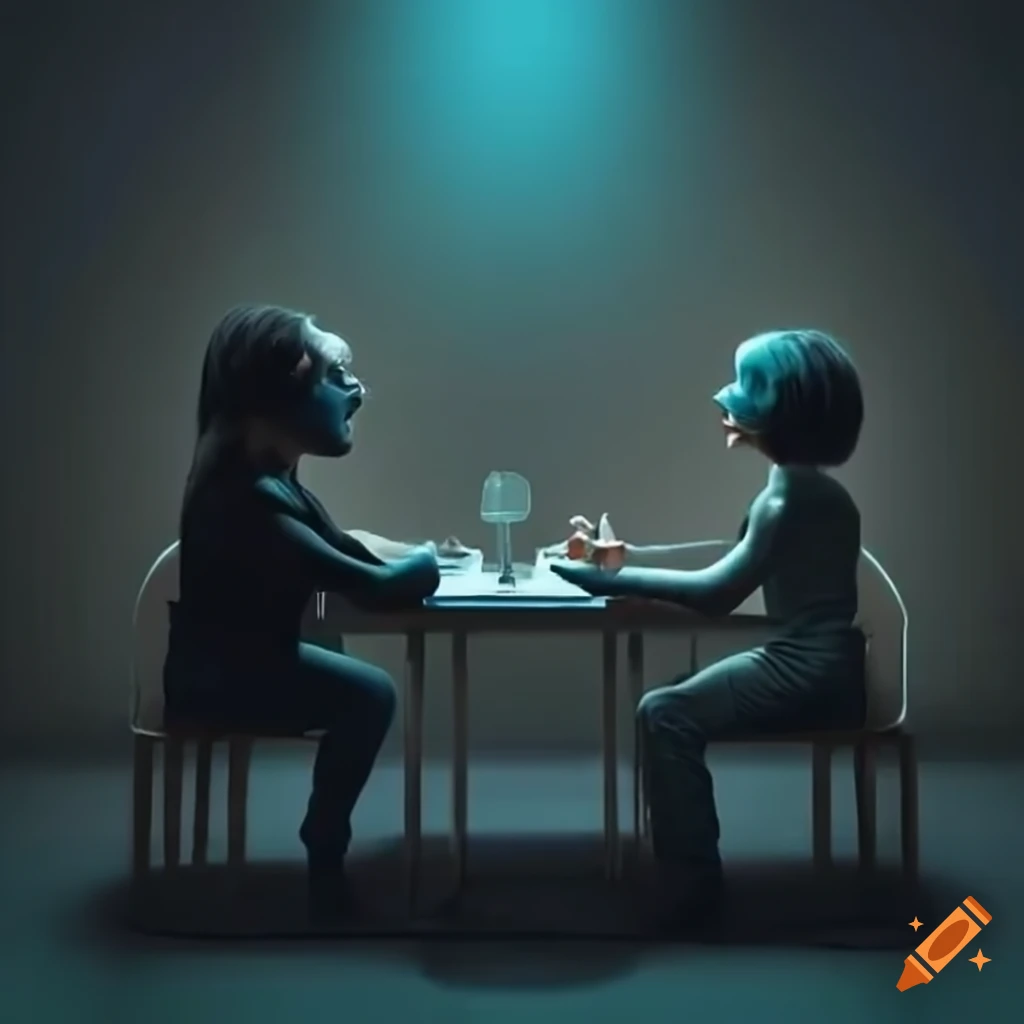 Dramatic interrogation room scene on Craiyon