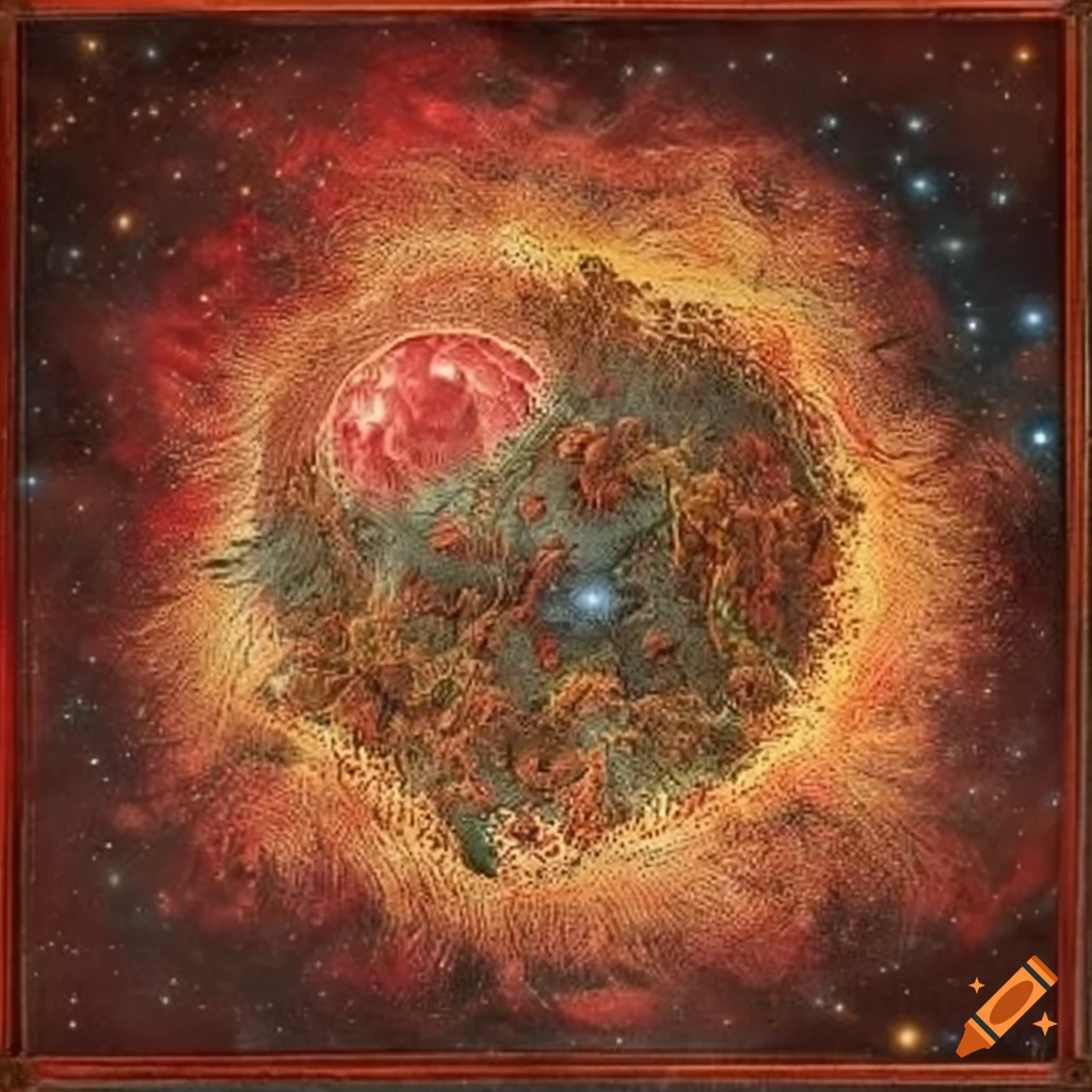 Hans haeckel's floating islands in a cosmic nebula on Craiyon