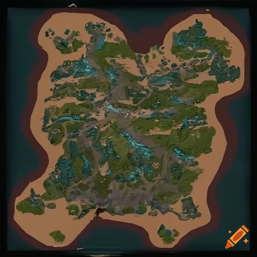 Fictional cyberpunk map of a futuristic city on Craiyon