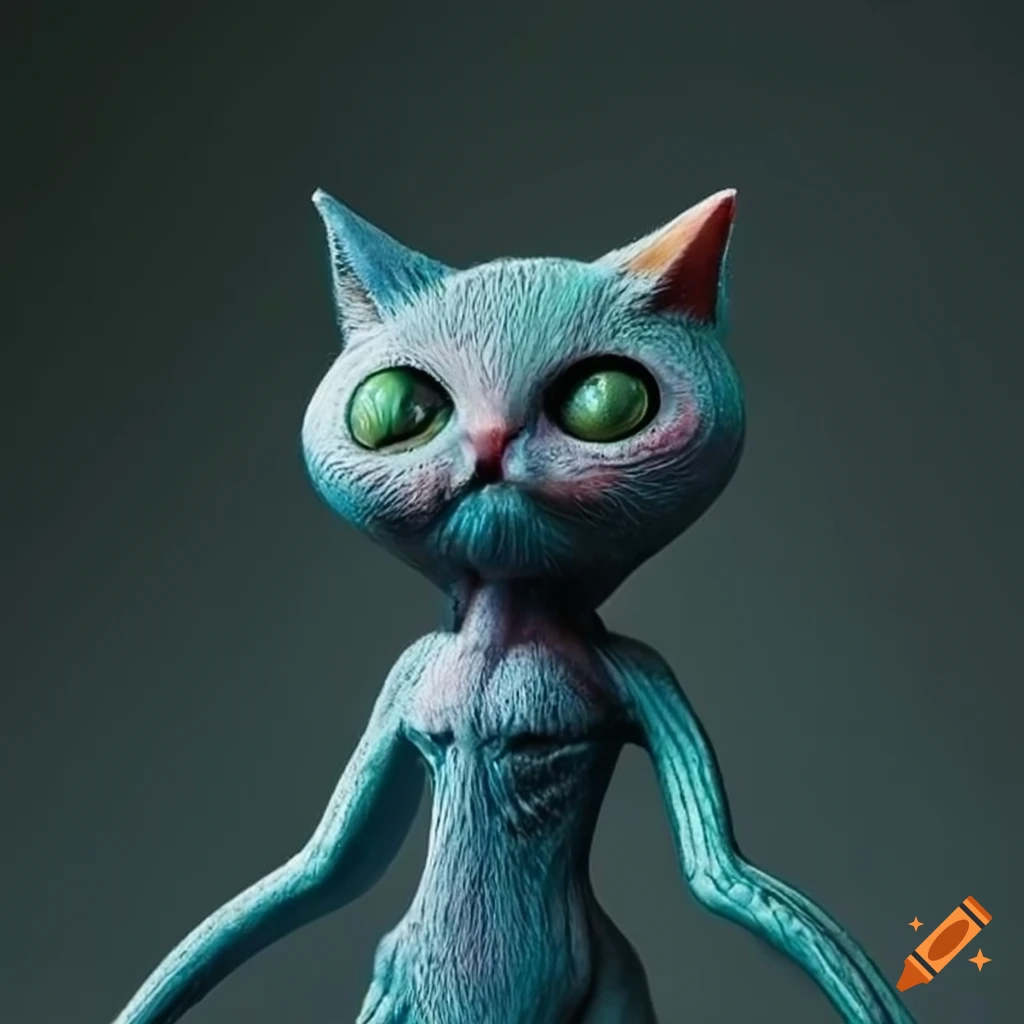 Colorful alien cat with ant-shaped head on Craiyon