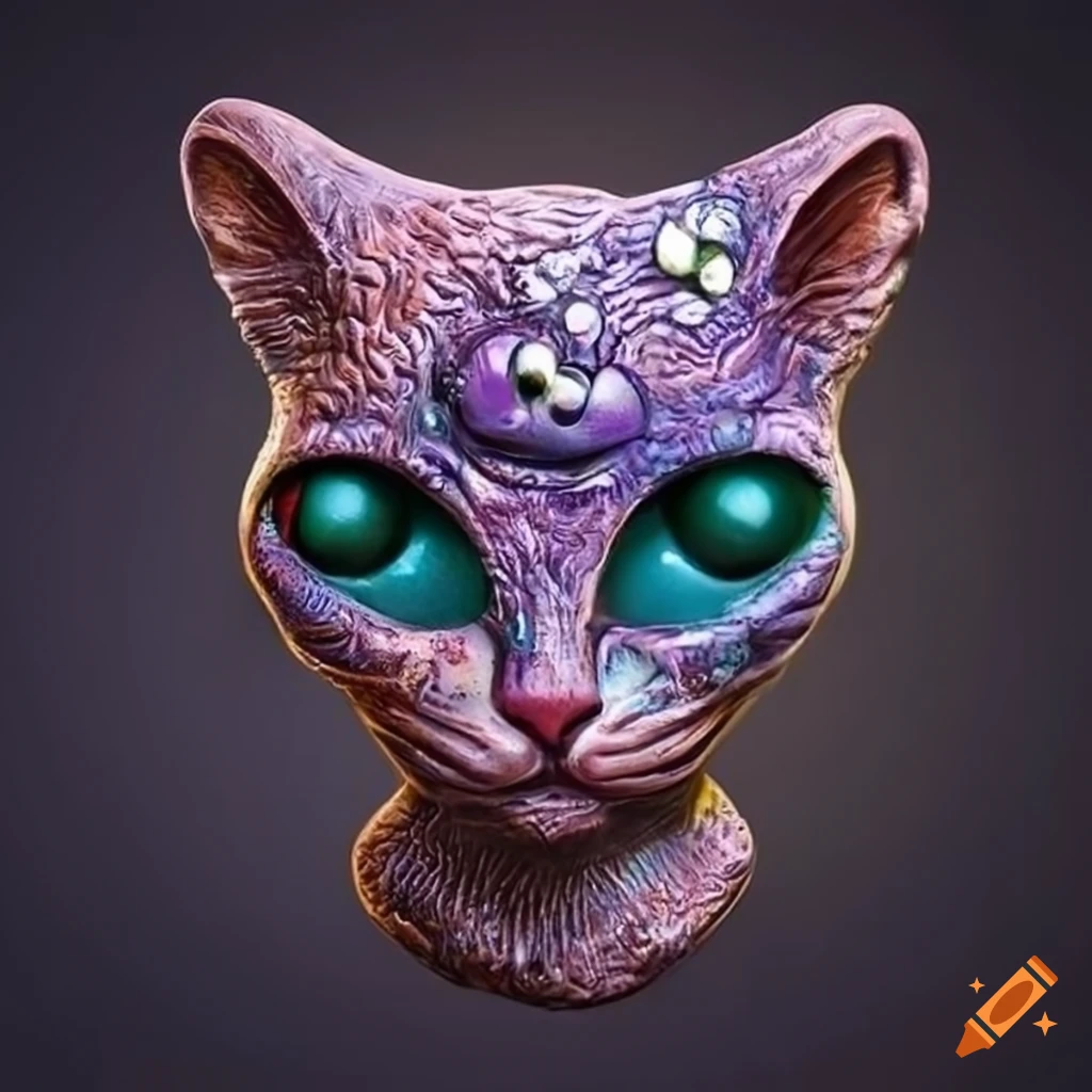 Image of an alien cat with a stone-shaped head