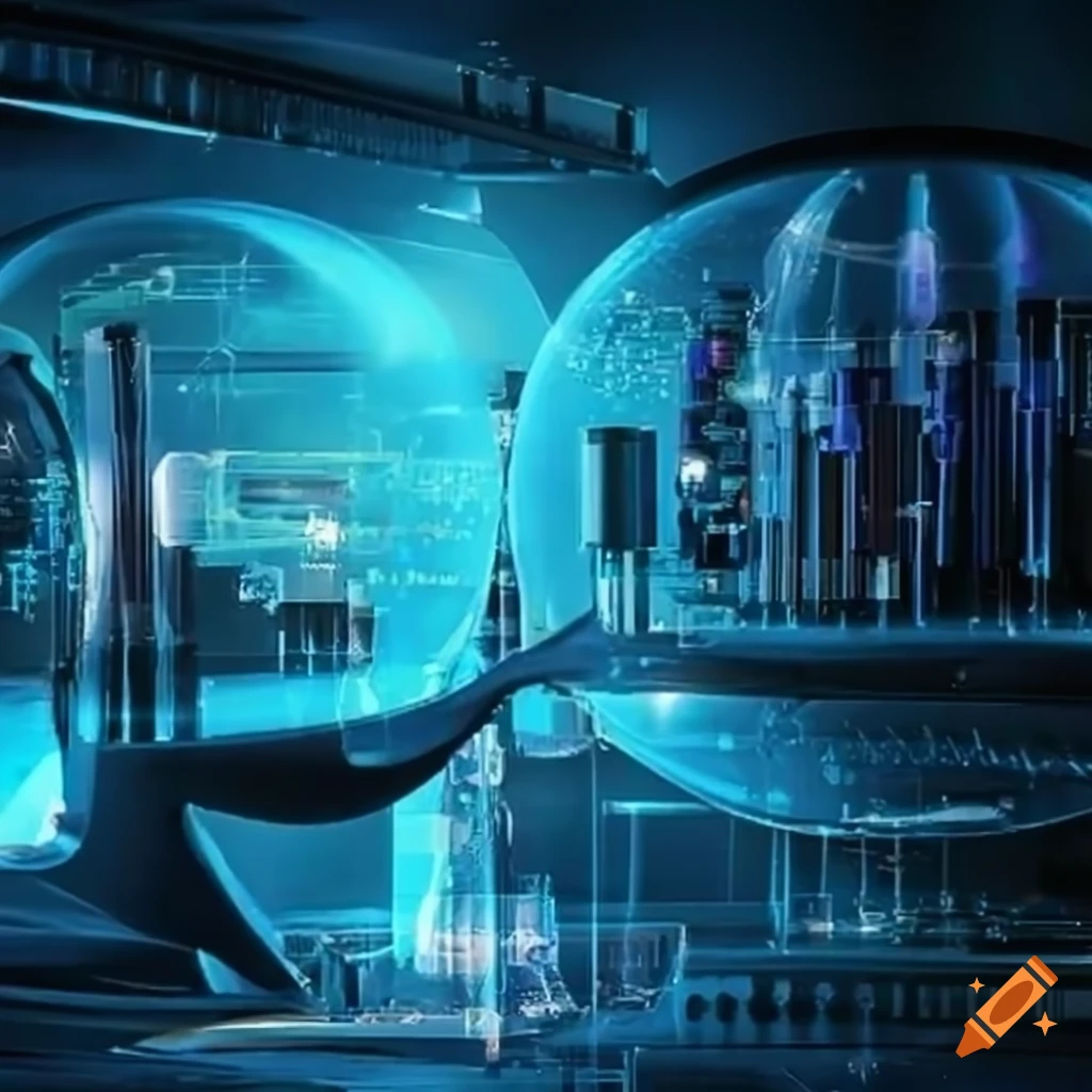 Futuristic research lab with scientists analyzing data on Craiyon