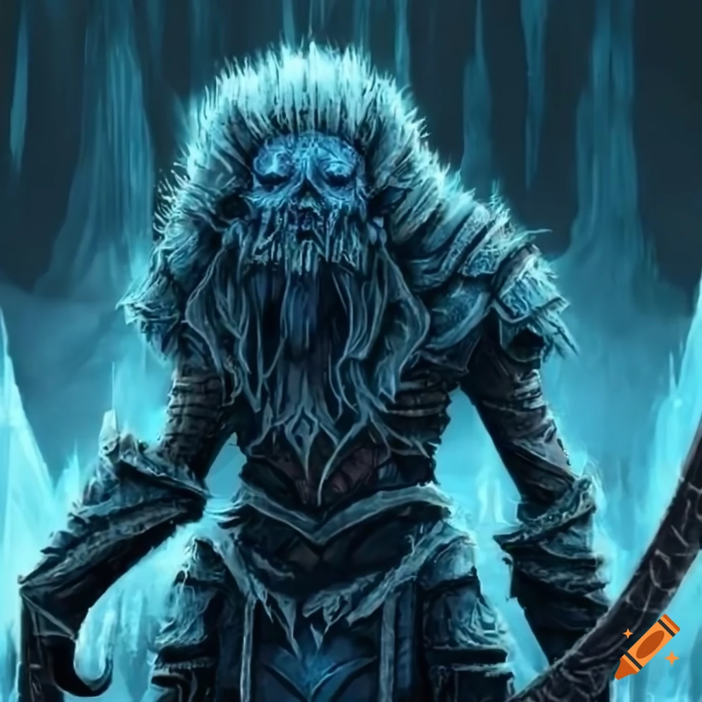 Image of Frostbound Revenant character from a video game on Craiyon