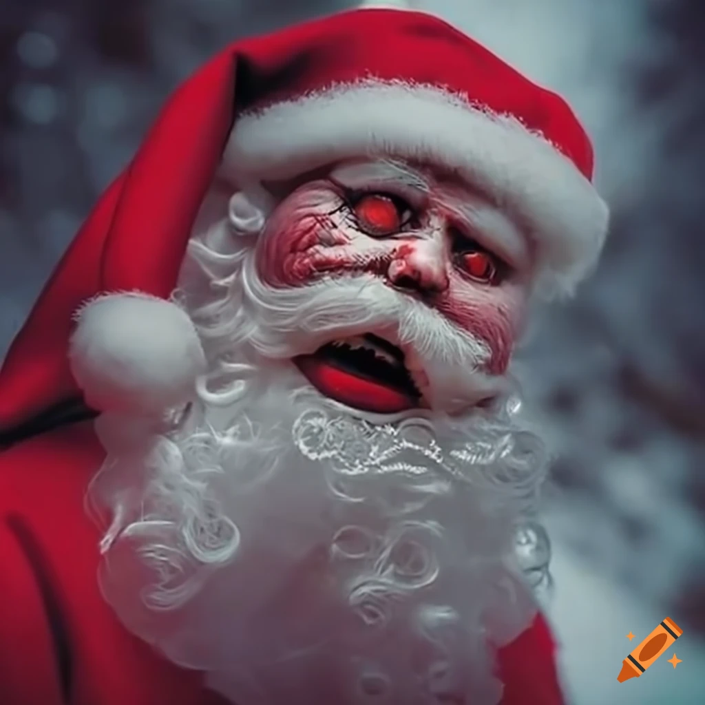 Creepy santa claus looking through window on Craiyon