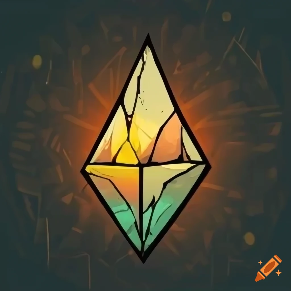 Geometric glass shard with radiating light