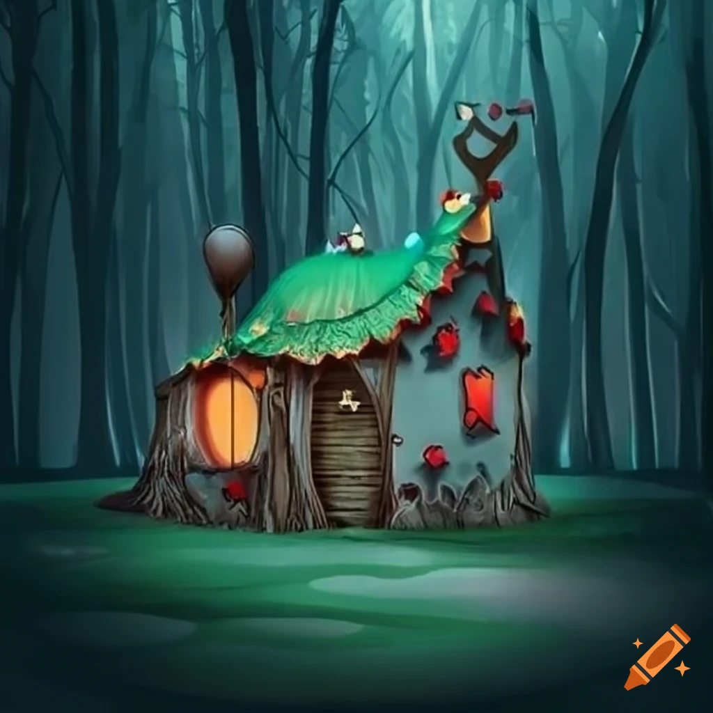 Drawing of a cozy tropical house with christmas decorations on Craiyon