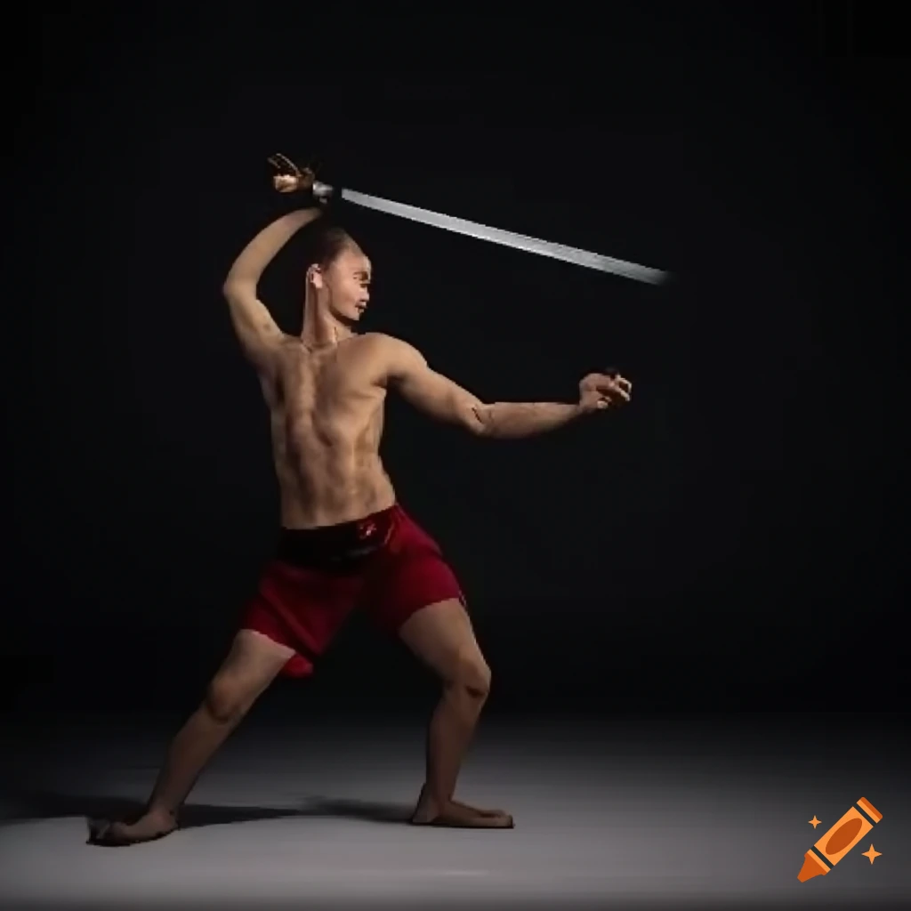 Ancient germanic warrior leaping with a spear on Craiyon