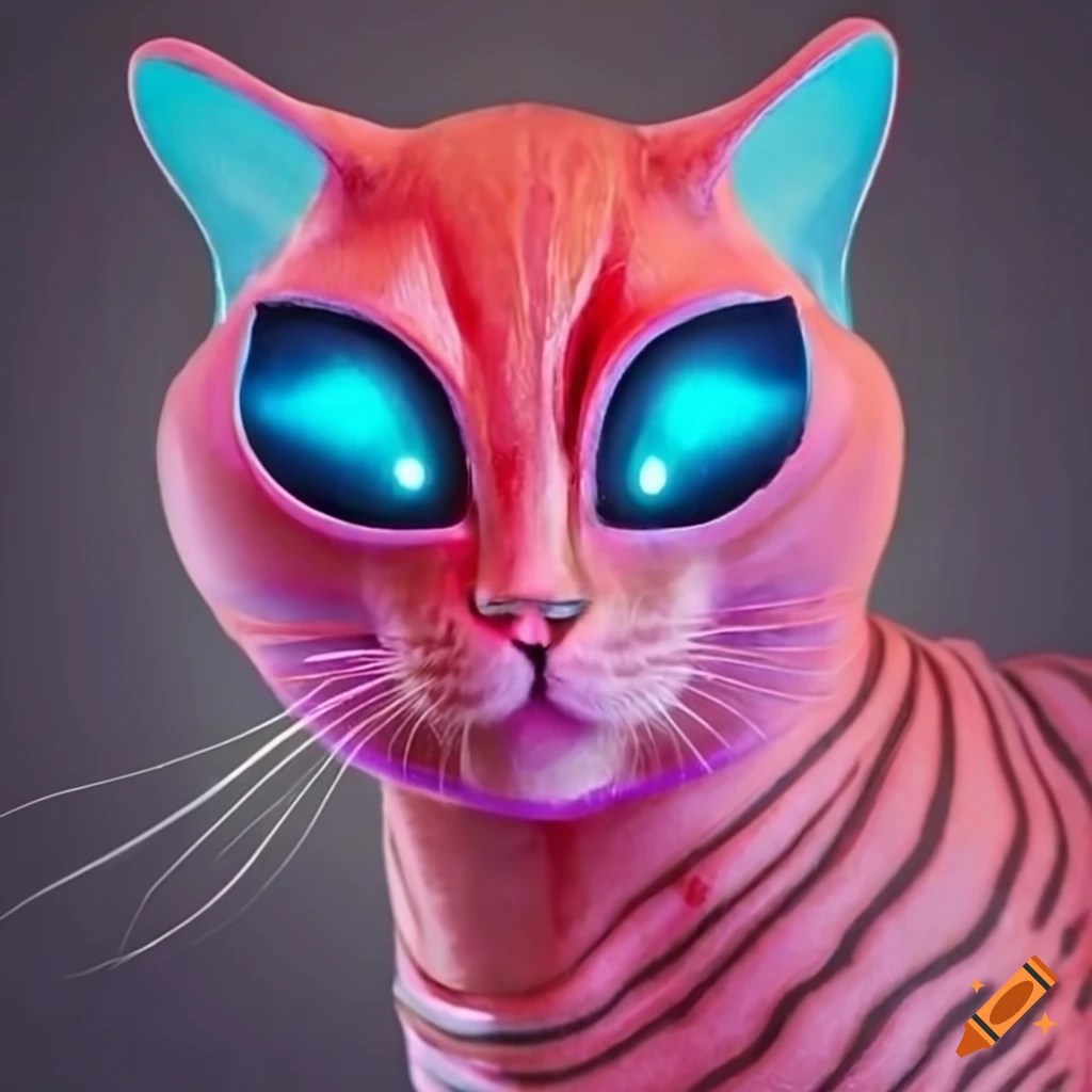 Art of an alien cat with a coconut-shaped head on Craiyon