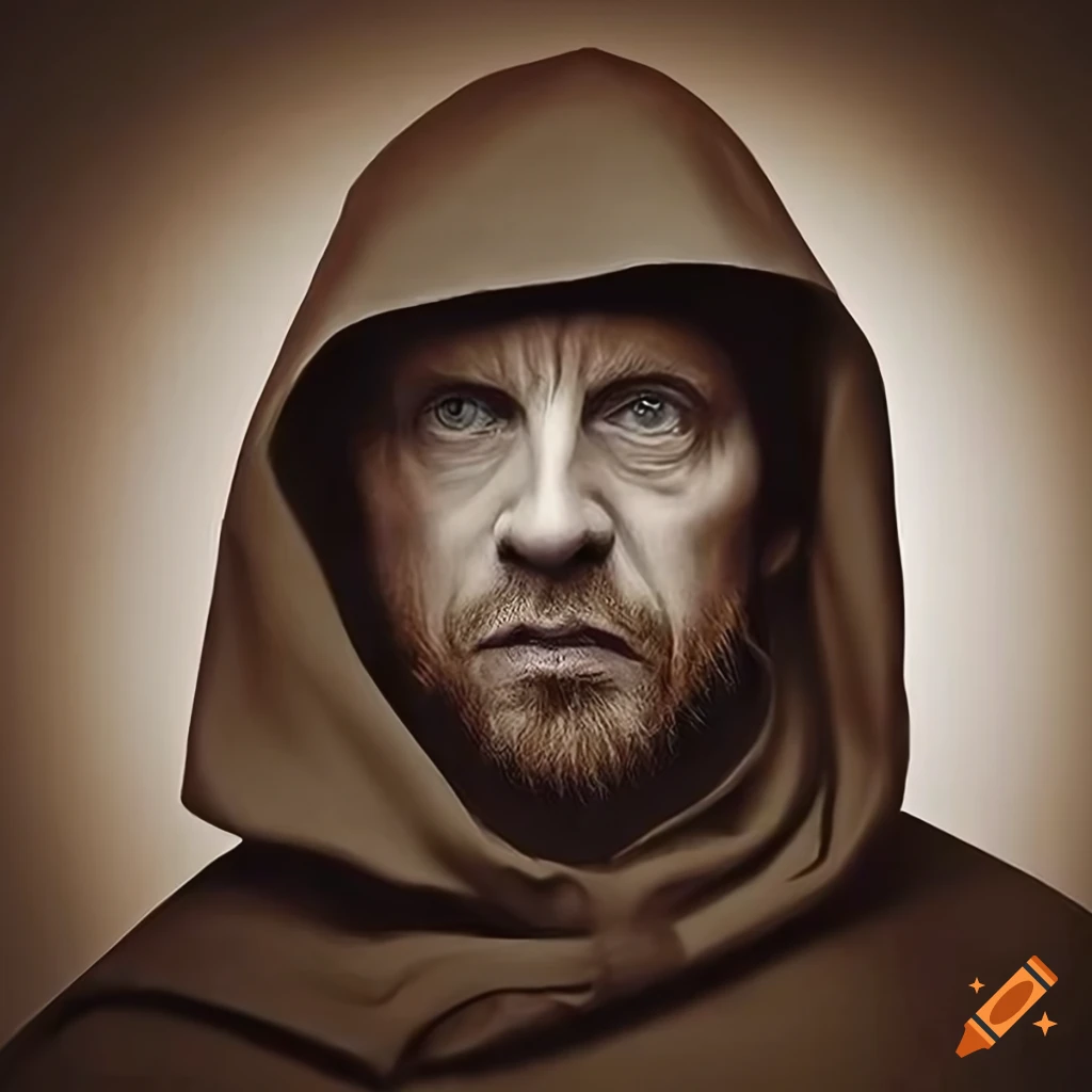 Photo realistic black and white image of Geert Wilders as a medieval ...