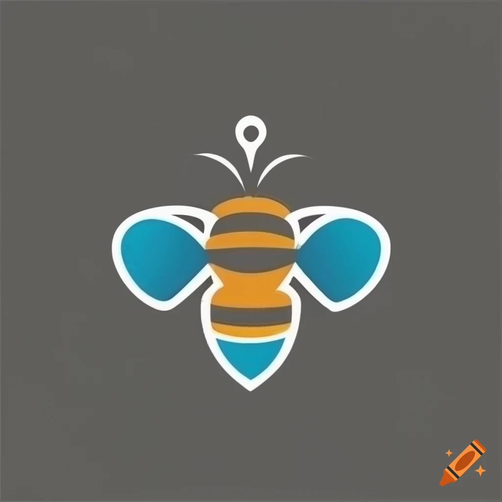 A simple cute bee design with floral elements in a circle on Craiyon