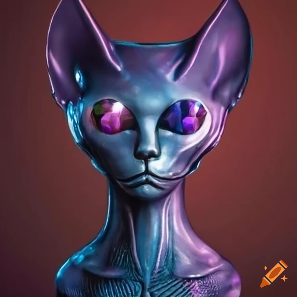 Dark art of an alien cat with a rose-shaped head on Craiyon