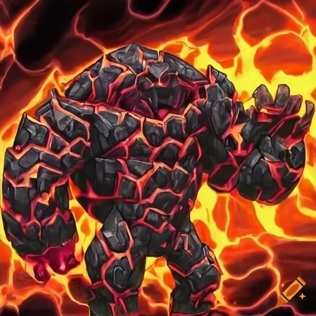 Detailed artwork of a lava golem creature on Craiyon