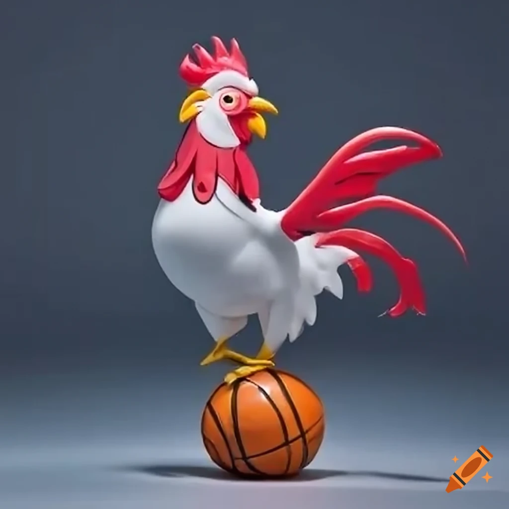 Rooster on a basketball on Craiyon