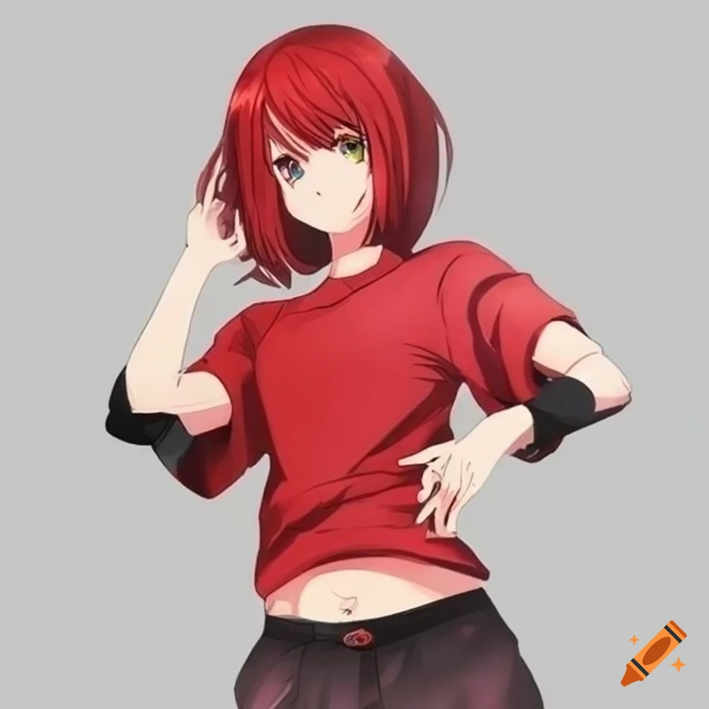 Anime character with a red t-shirt