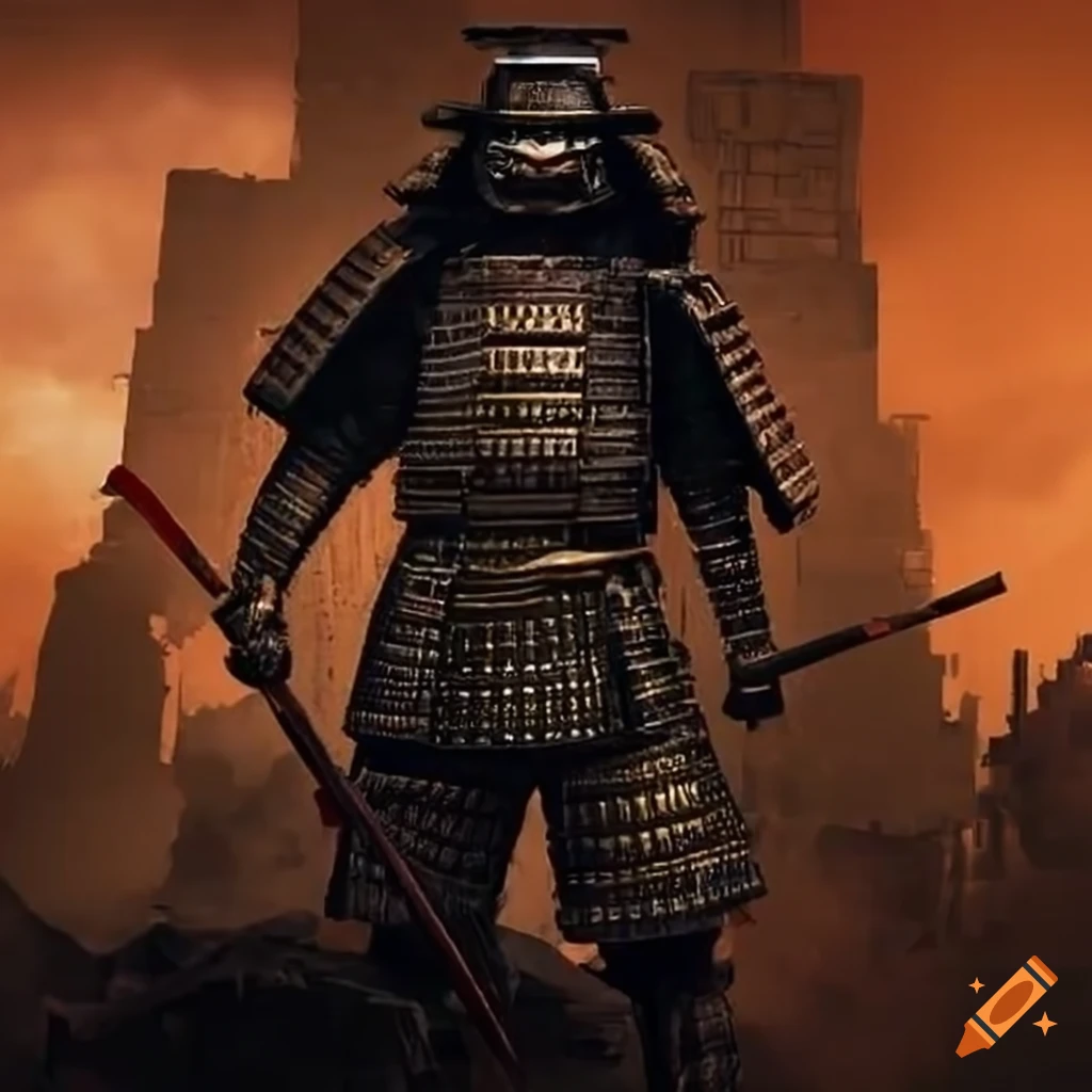 Image of a samurai in a futuristic wasteland