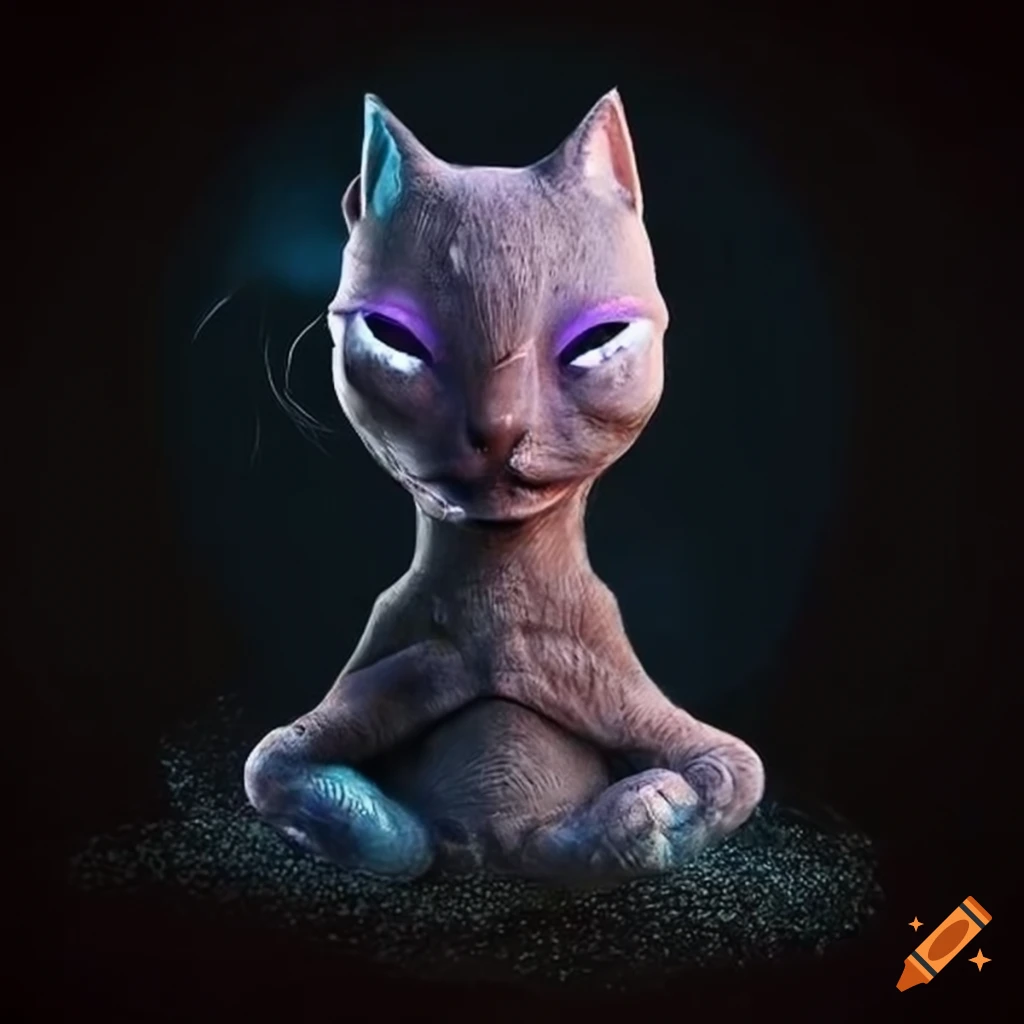 Image of an alien cat with a hammer-shaped head on Craiyon