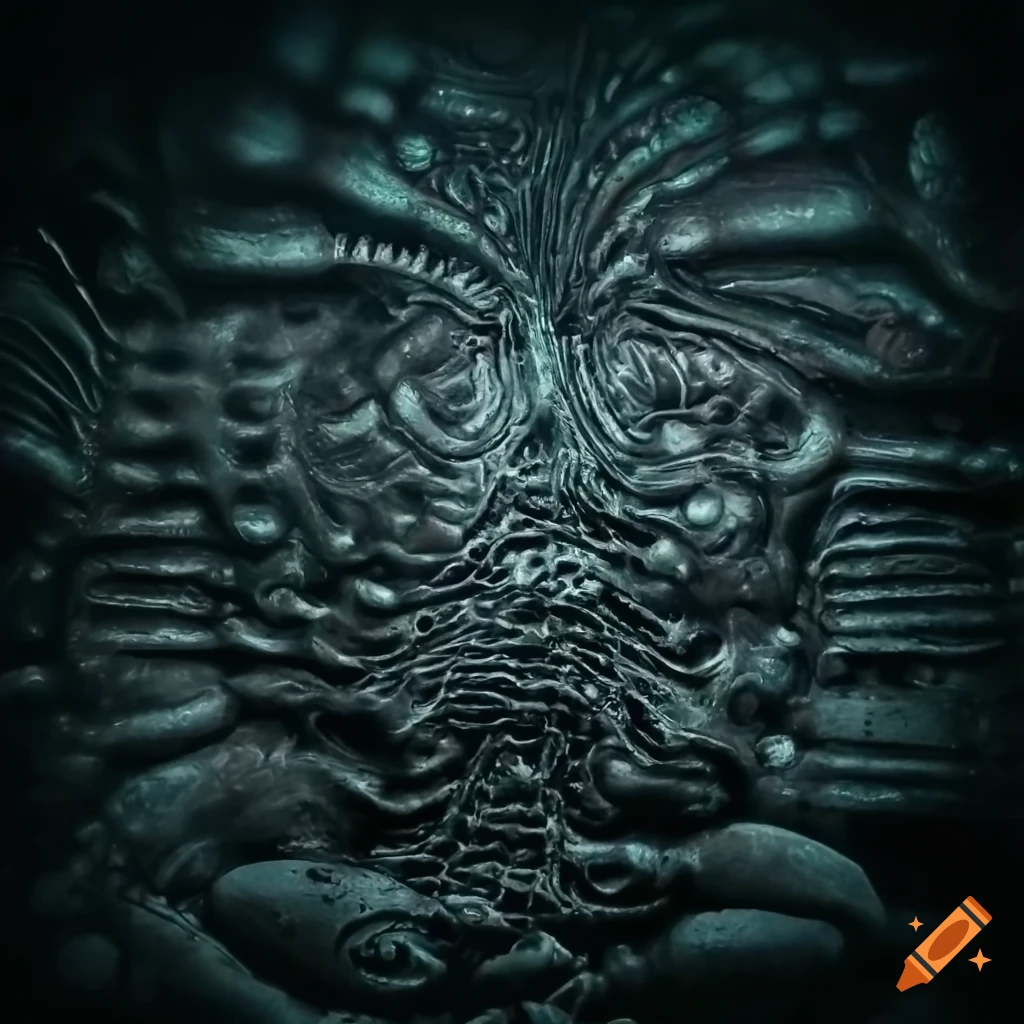 Creepy alien-themed 2d game artwork on Craiyon