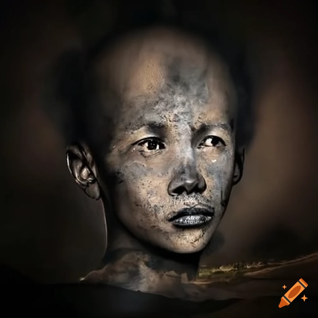 Billboard with the words I SEE GHOSTS in a war-torn setting in Africa ...