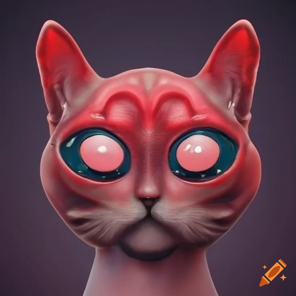 Red alien cat with dog-shaped head