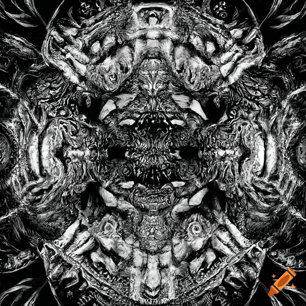 Surreal black and white artwork representing chaos and unpredictability ...