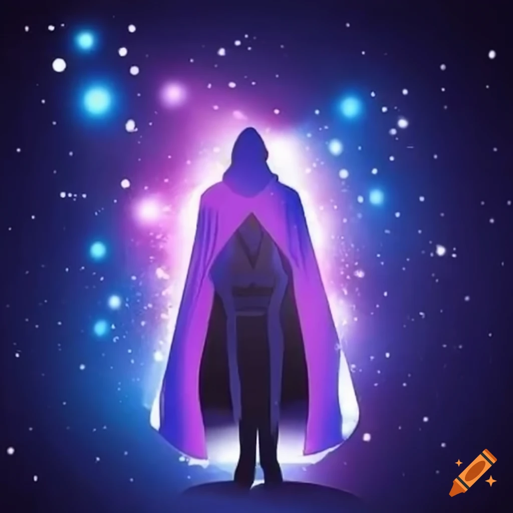 Superhero in space with galaxy skin and cape on Craiyon