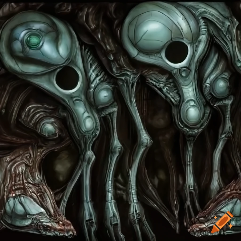 2d game with giger-inspired alien creatures on Craiyon