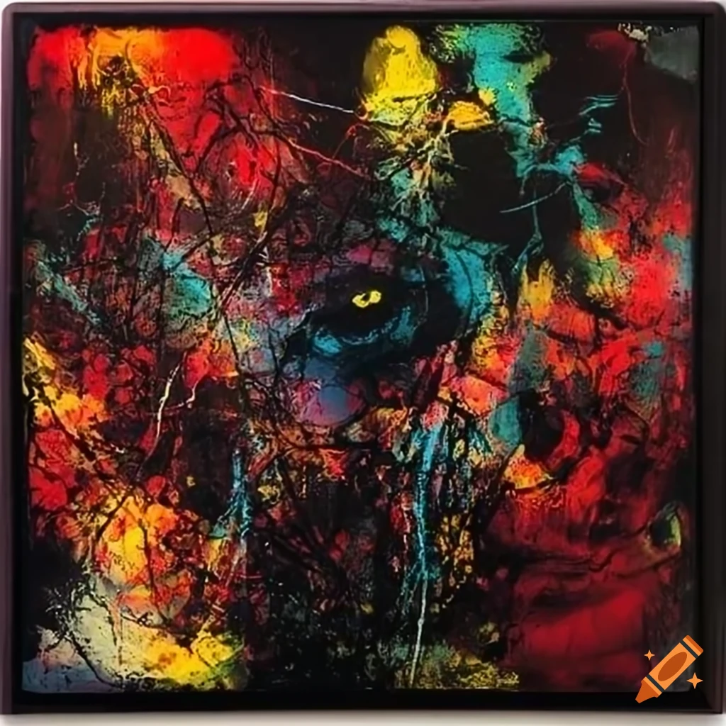 Jackson pollock's painting of pink floyd's dark side of the moon on Craiyon