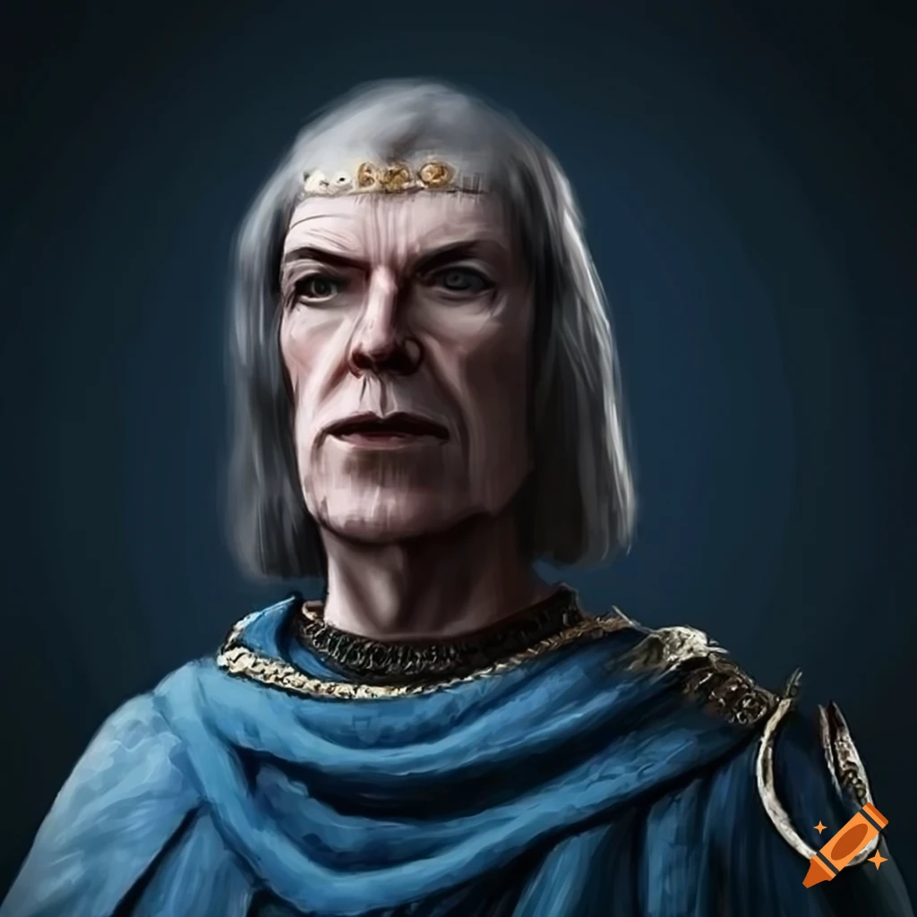 Portrait of a powerful medieval lord in blue clothes on Craiyon