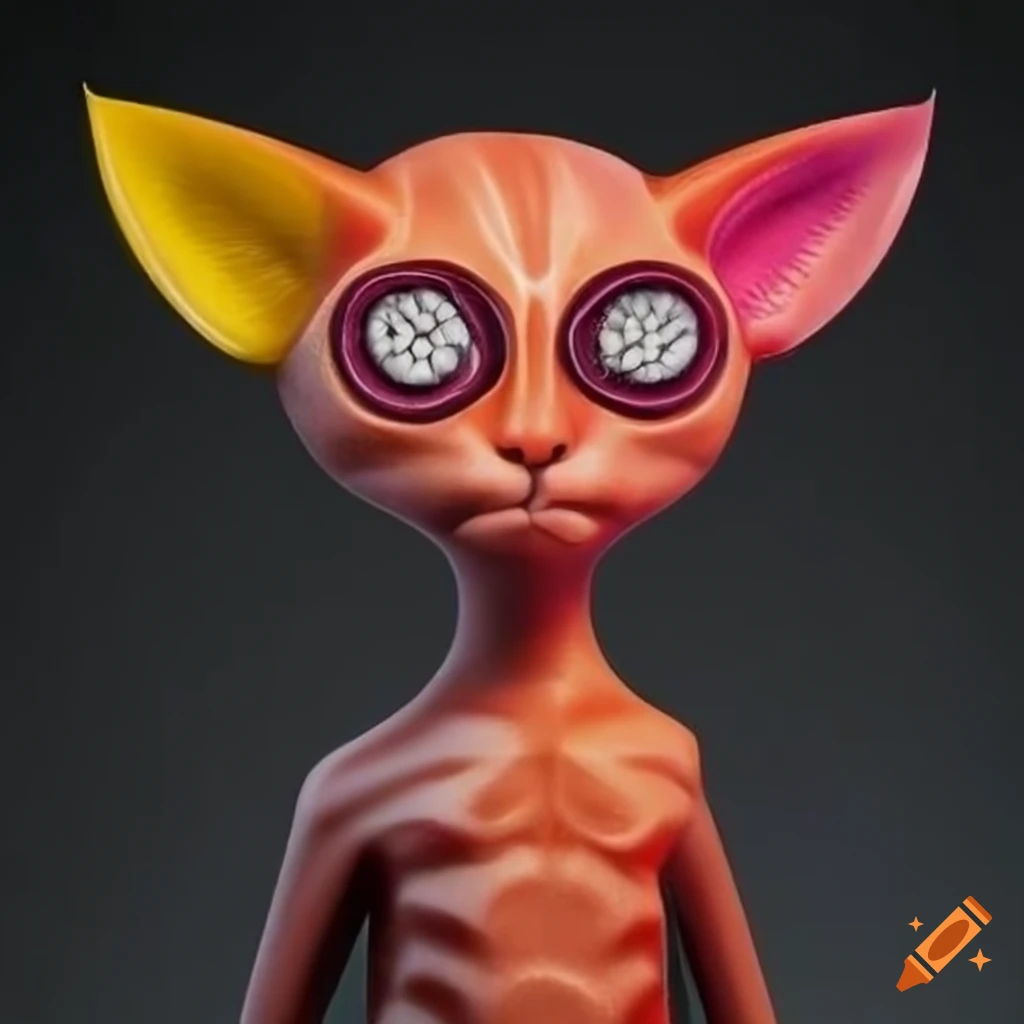 Art of an alien cat with flower-shaped head on Craiyon
