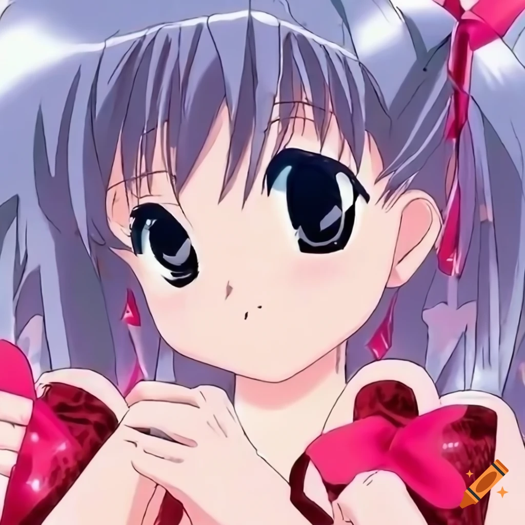 Shiny 3d dazzling anime heart with 2000's japanese text on Craiyon