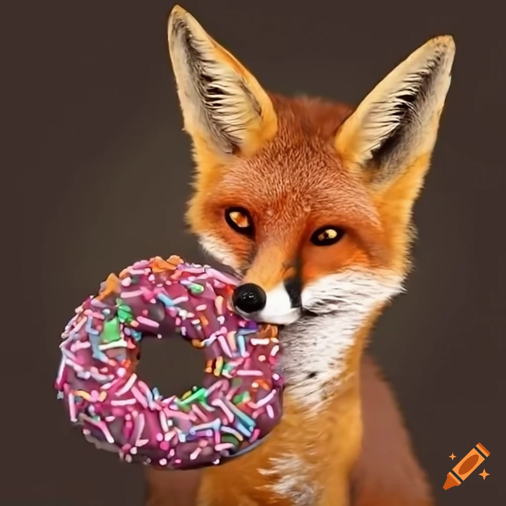 Fox eating a donut