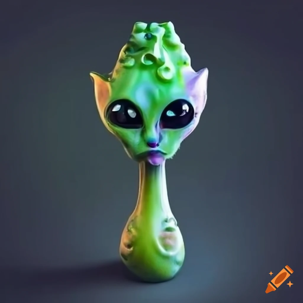 Illustration of an alien cat with a bottle-shaped head