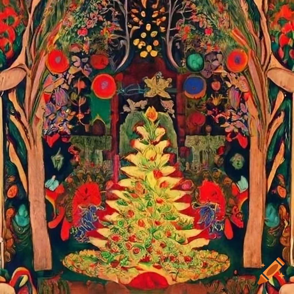 Serigraph combining russian fairytale and celtic designs depicting a ...
