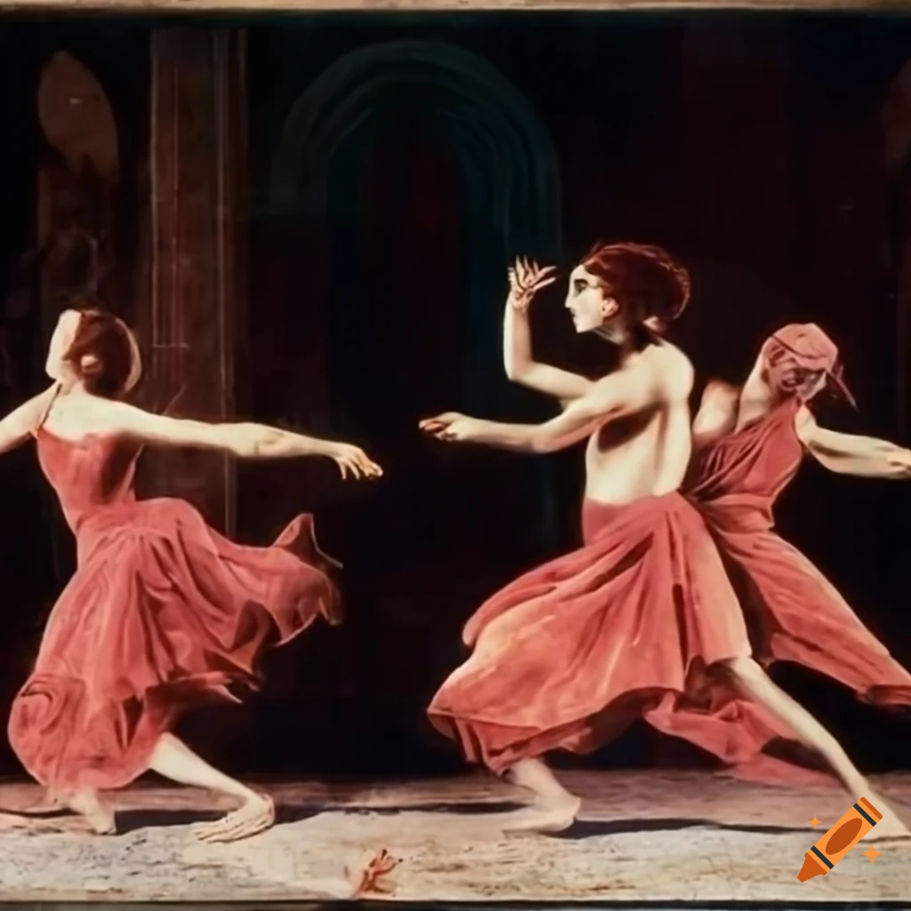 Contemporary dance scene depicted on a holy card