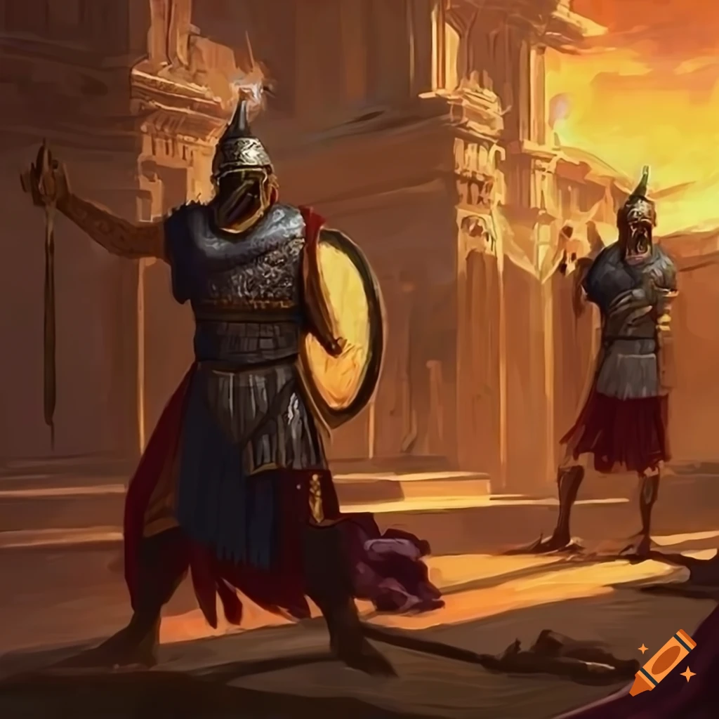 Fantasy art of a greek soldier on a lonely road on Craiyon