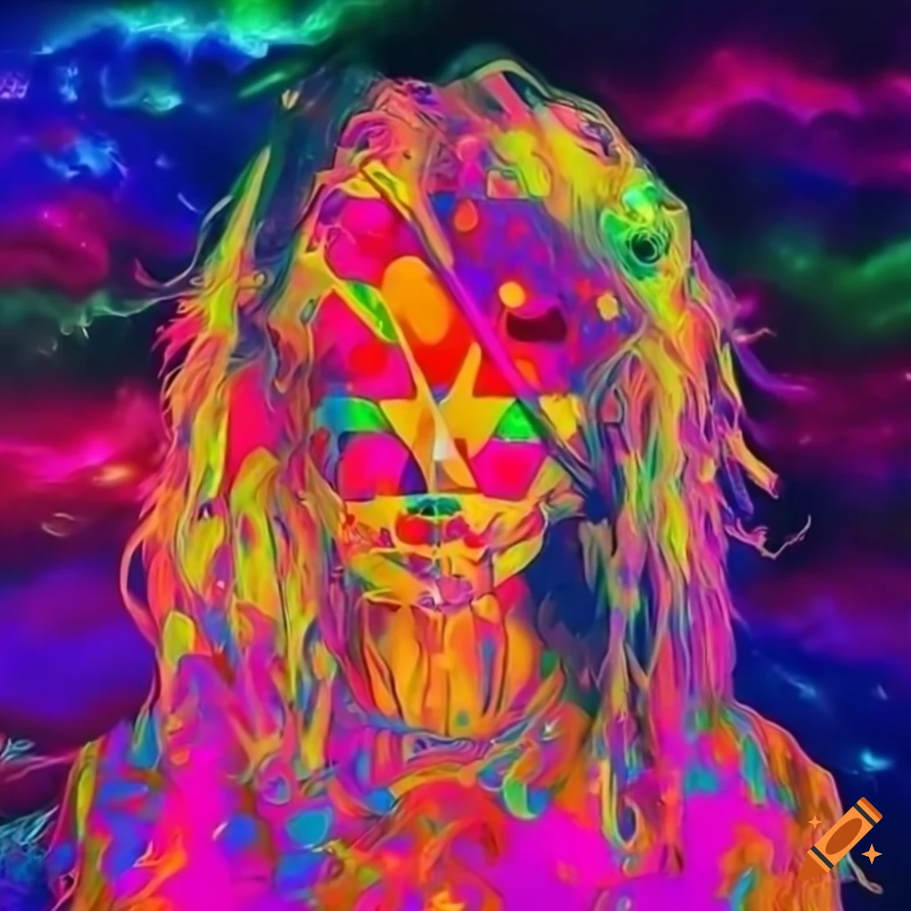 Colorful hyperpop art in space