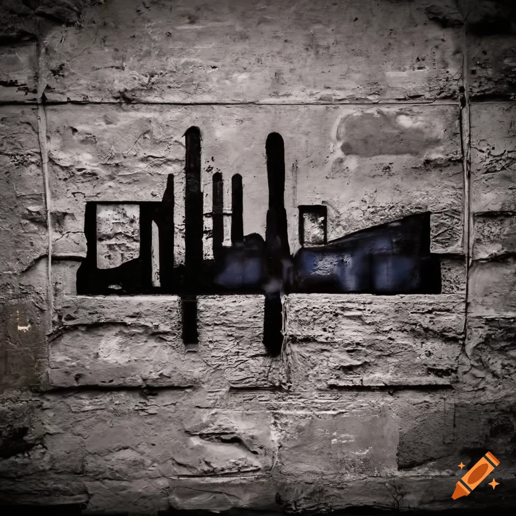 Graffiti of a factory on a stone wall on Craiyon