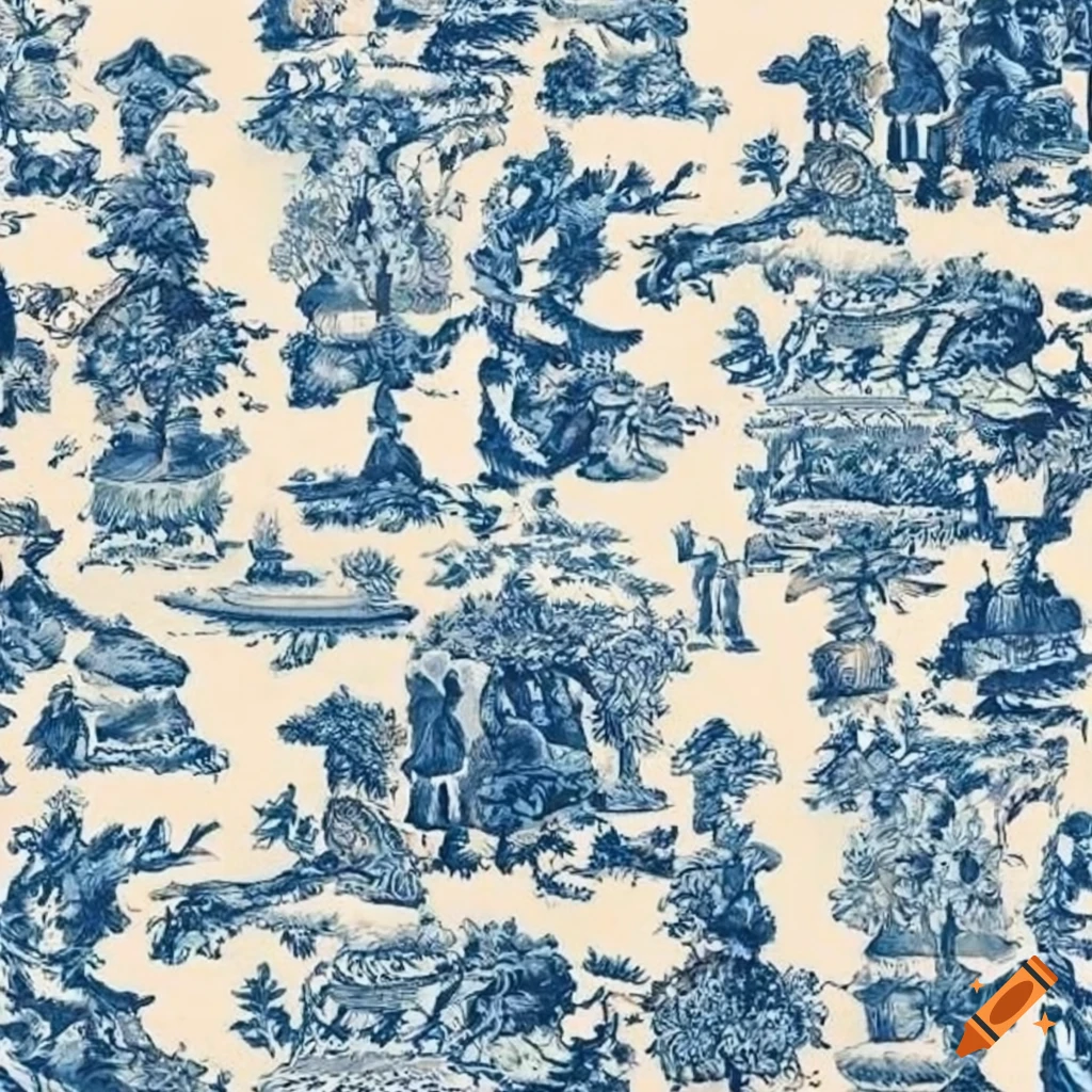 Toile de jouy pattern with player illustrations