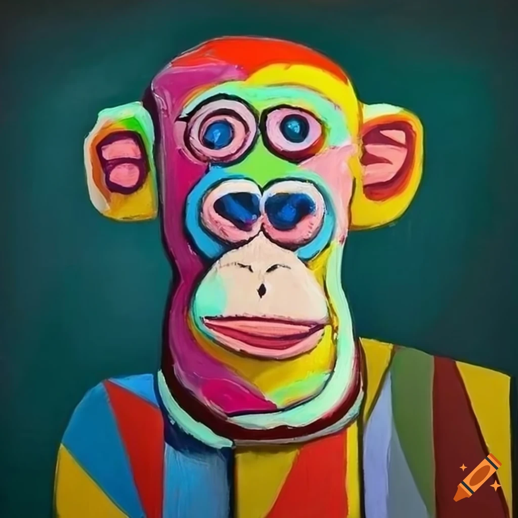 Picasso painting of a distorted sock monkey on Craiyon