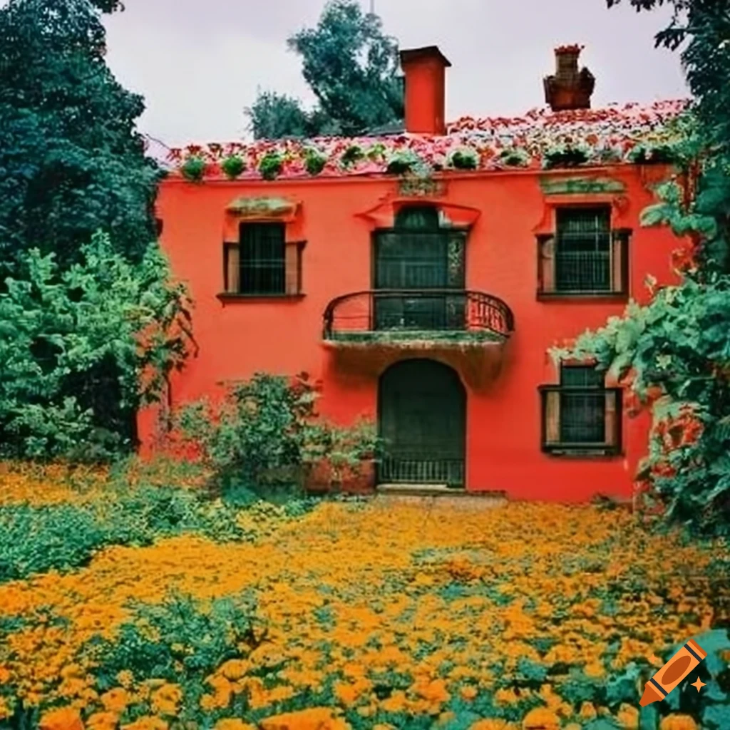 Colorful Mexican villa surrounded by flowers on Craiyon