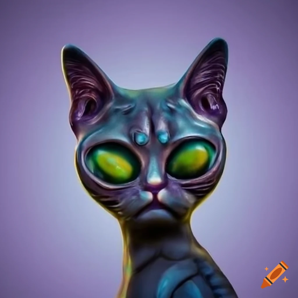 Alien cat with a cone-shaped head on Craiyon