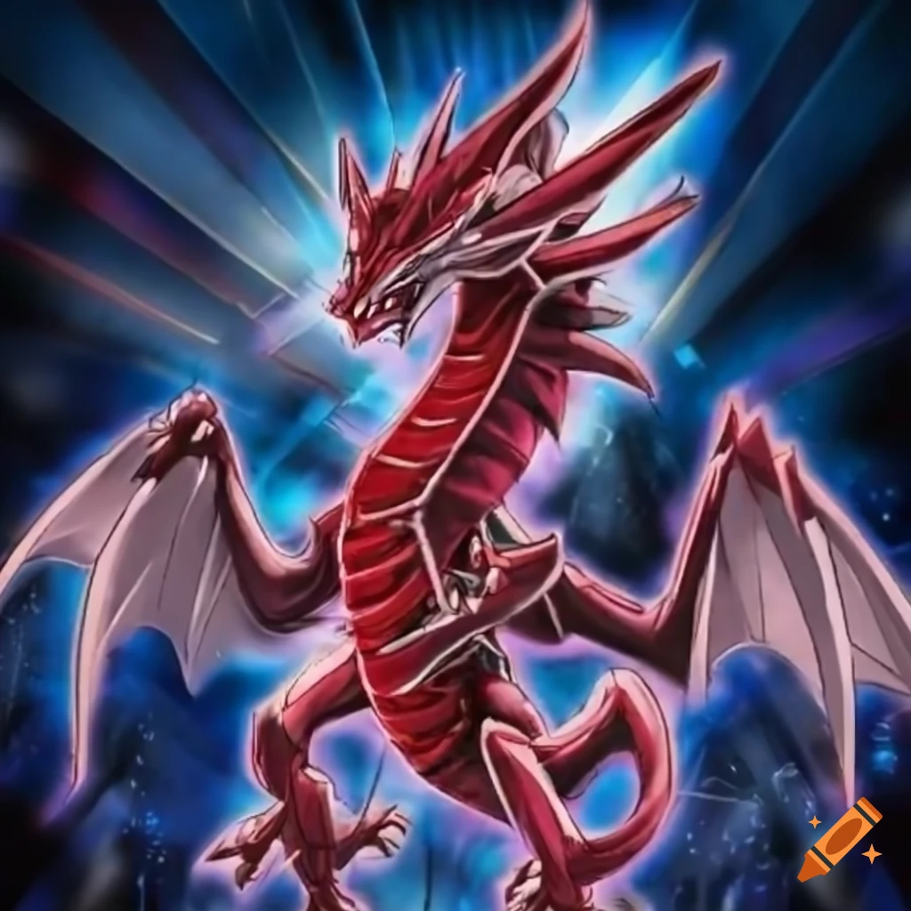 Synchro dragon artwork in silver, white, and red on Craiyon