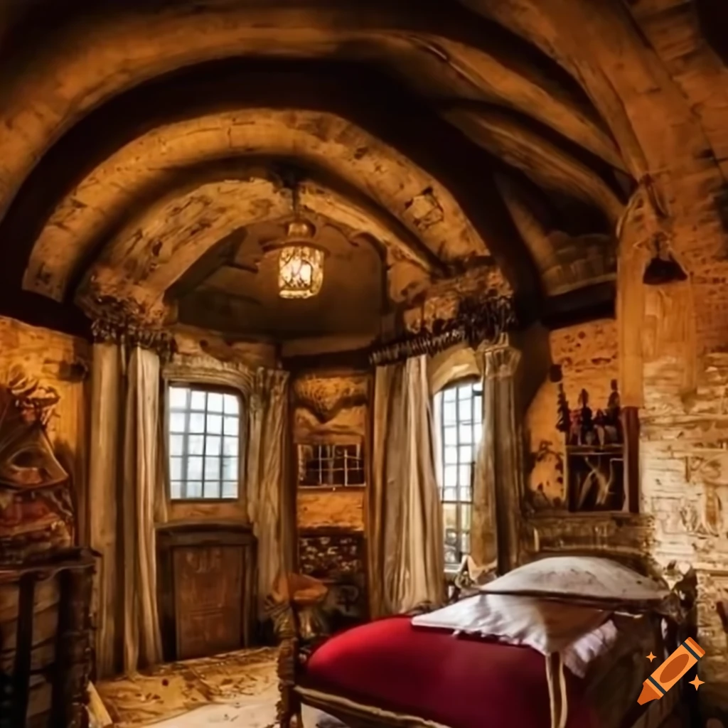 Interior of a grand rustic castle on Craiyon