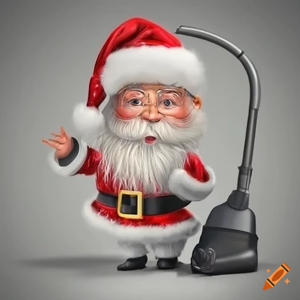 Creative artwork of santa claus with a vacuum cleaner