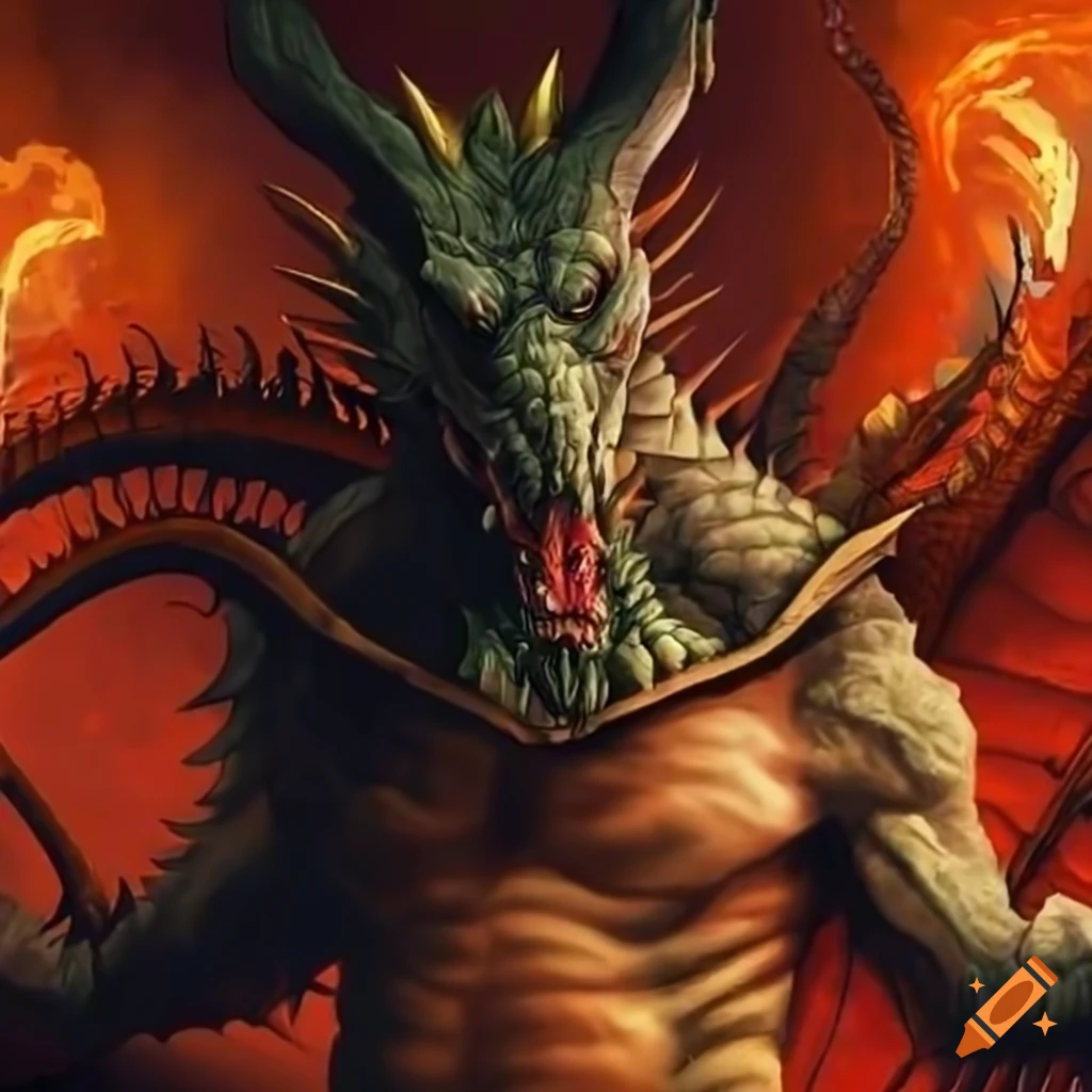 Illustration of a dragon-like humanoid on Craiyon