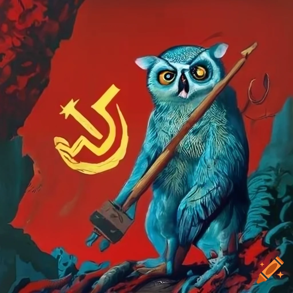 Vibrant owlbear propaganda art of our glorious leader on Craiyon