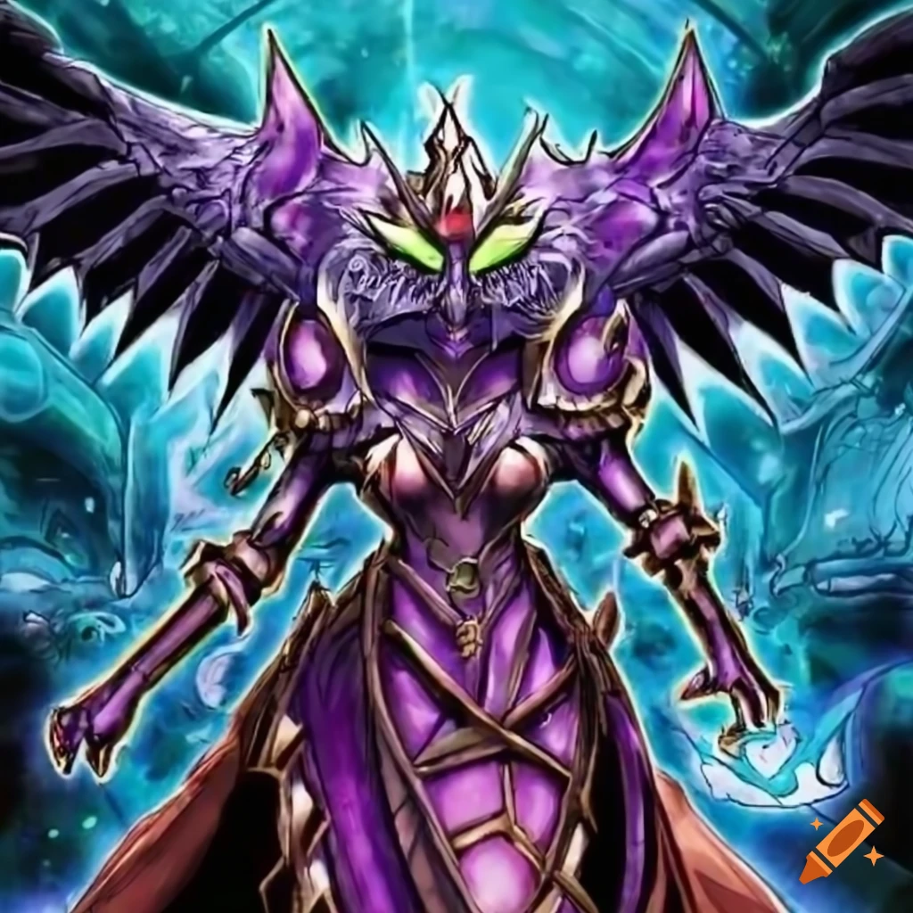 Yugioh card art of an ancient monster queen on Craiyon