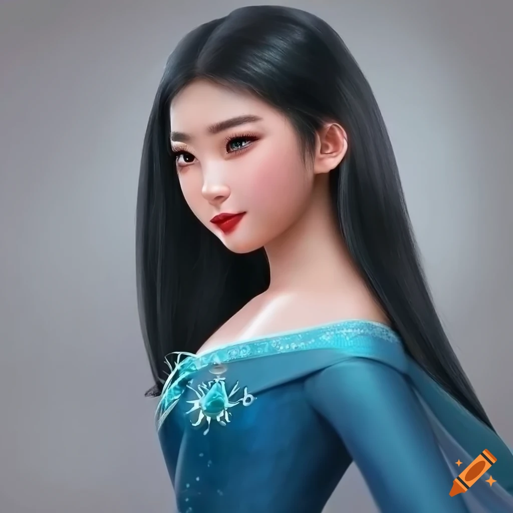 Enhanced 4k portrait of elsa transforming into mulan on Craiyon